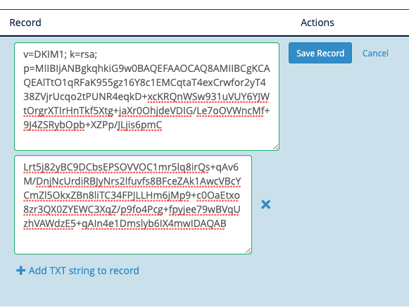 Allow Entering Of 2048 DKIM Keys TXT Records In To Zone Manager 